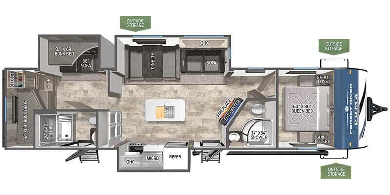 rv floor plans with bathroom